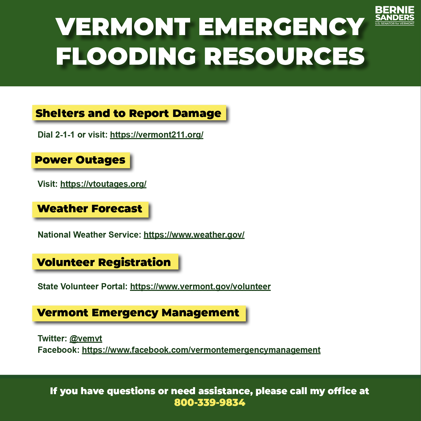 Emergency Flooding Updates and Resources » Senator Bernie Sanders